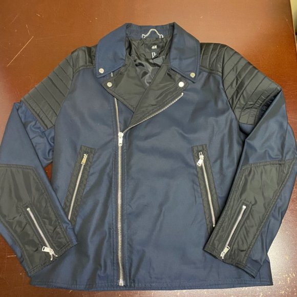 H&M | Jackets & Coats | Hm Mens Long Sleeve Zipper Pockets Biker Jacket ...